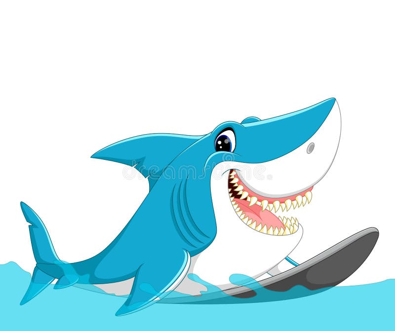 Cute shark surfing cartoon stock vector. Illustration of fear - 73112178