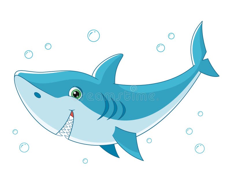 Shark Swimming Cartoon Vector Illustration Stock Vector - Illustration ...