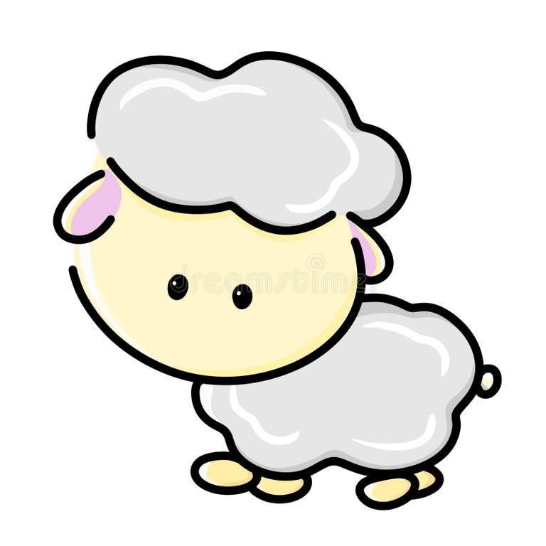 Cute Little Sheep Cartoon Kid Isolated Doodle Illustration with Colors ...