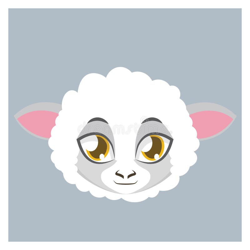 Cute Sheep Avatar with Flat Colors Stock Vector - Illustration of ...