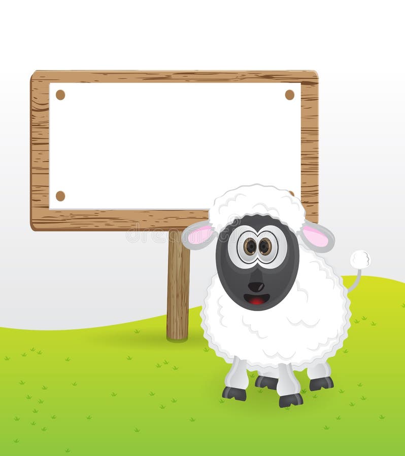 Cute Sheep with Blank Text Messege Stock Vector - Illustration of ...