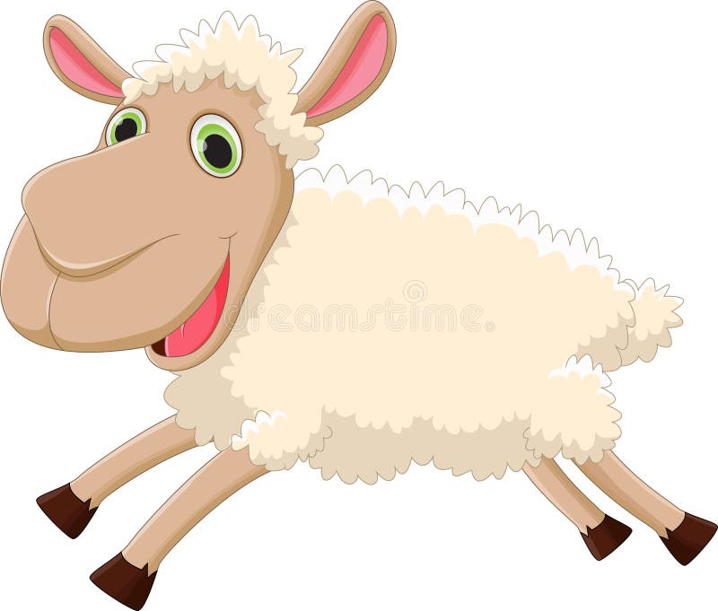 Cute sheep cartoon jumping stock vector. Illustration of adorable ...