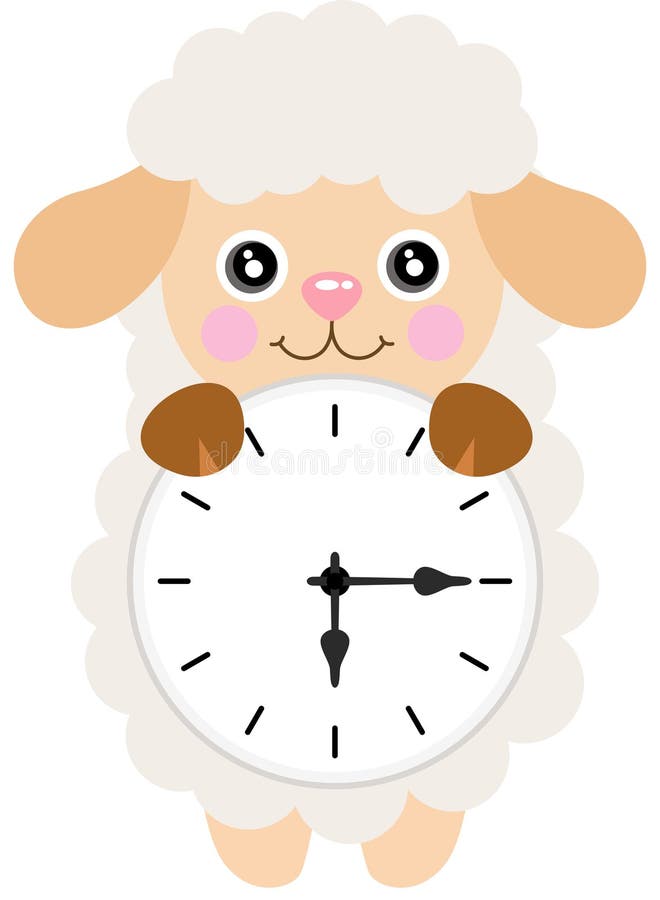 Cute Sheep with Clock Inside Stock Vector - Illustration of young ...