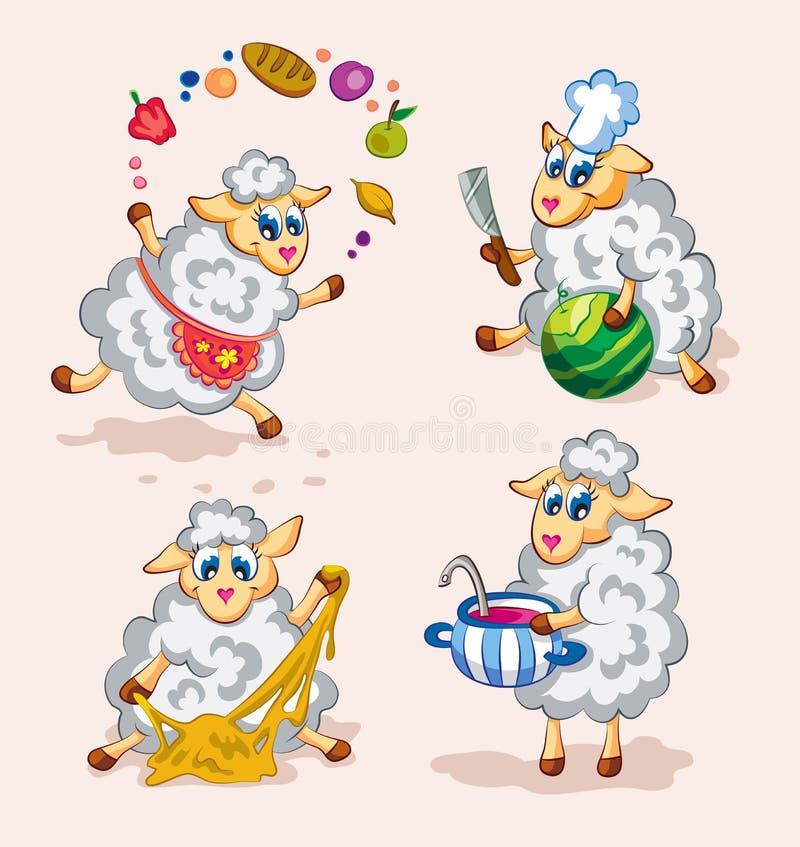 Chef Sheep Smile Sweet Bakery Stock Vector - Illustration of cute ...