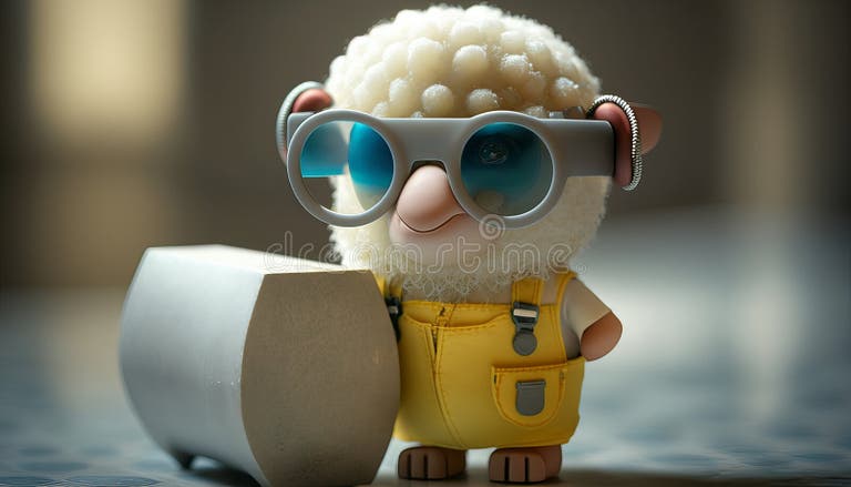Cute Sheep Engineer Construction in the Construction Halmet. Stock ...