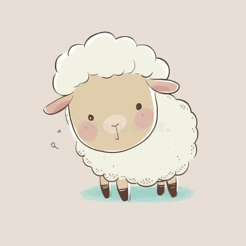 Cute Sheep Hand Drawn by Kid (generative AI) Stock Illustration ...