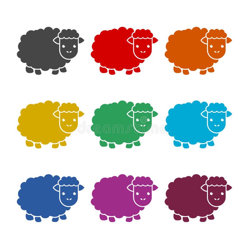 Cute Sheep Icon or Logo, Color Set Stock Vector - Illustration of logo ...