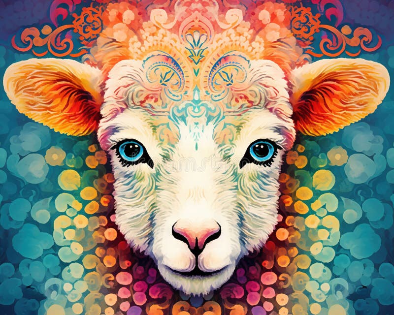 Cute Sheep with Intricate Patterns and Designs. Stock Illustration ...