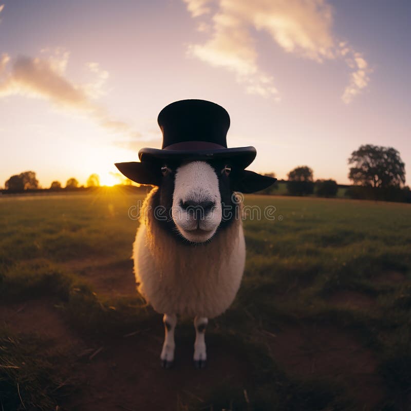 Sheep Wearing a Top Hat. Ai Generated. Stock Illustration ...