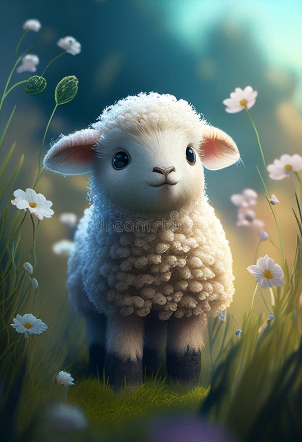 Cute Sheep in the Meadow. AI Generated Stock Image - Image of sheep ...
