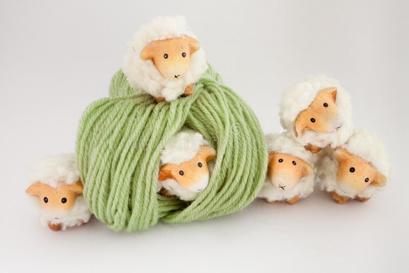 Cute Sheep Playing Together Ball Green Wool Stock Photos - Free ...