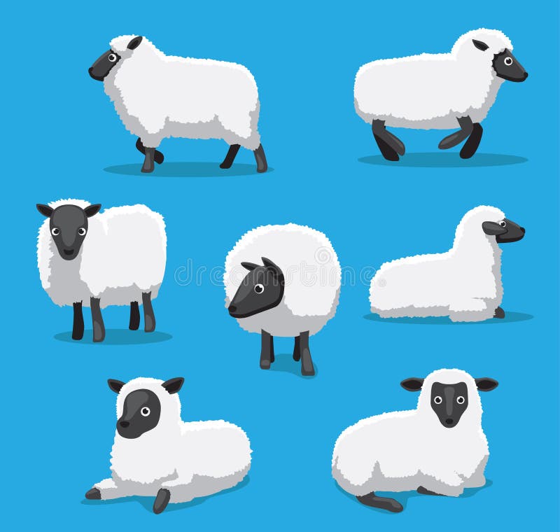Cute Sheep Poses Cartoon Vector Illustration Stock Vector ...