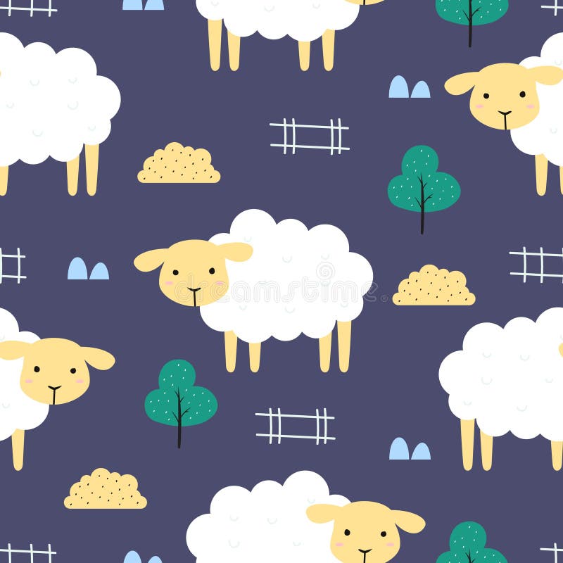 Cute Sheep Seamless Pattern Stock Vector - Illustration of farm ...