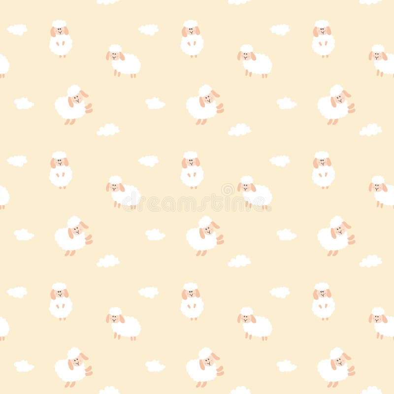 Cute Sheep Seamless Pattern, Cartoon Background Vector Illustration ...