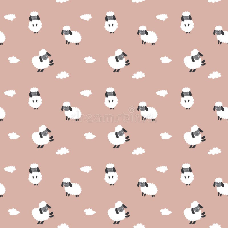 Cute Sheep Seamless Pattern, Cartoon Background Vector Illustration ...