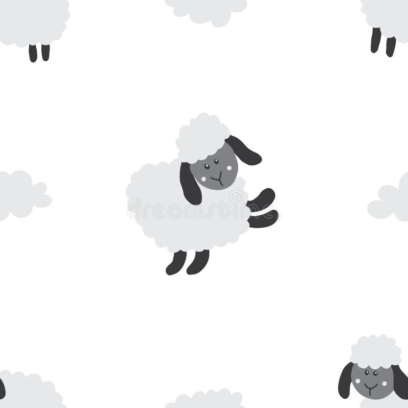 Cute Sheep Seamless Pattern, Cartoon Background Vector Illustration ...