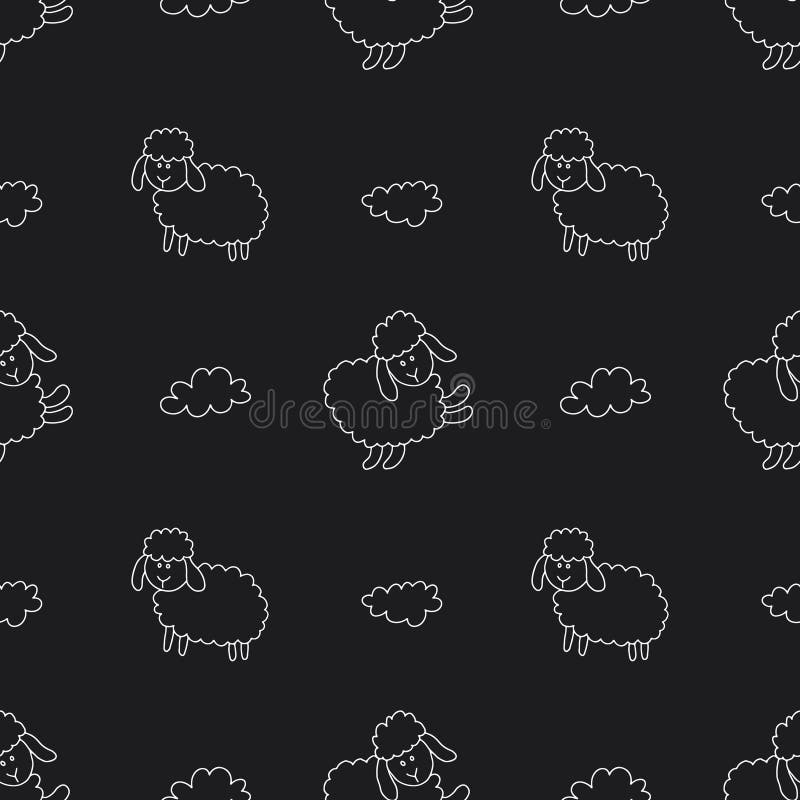 Cute Sheep Seamless Pattern, Cartoon Background Vector Illustration Stock Vector - Illustration ...