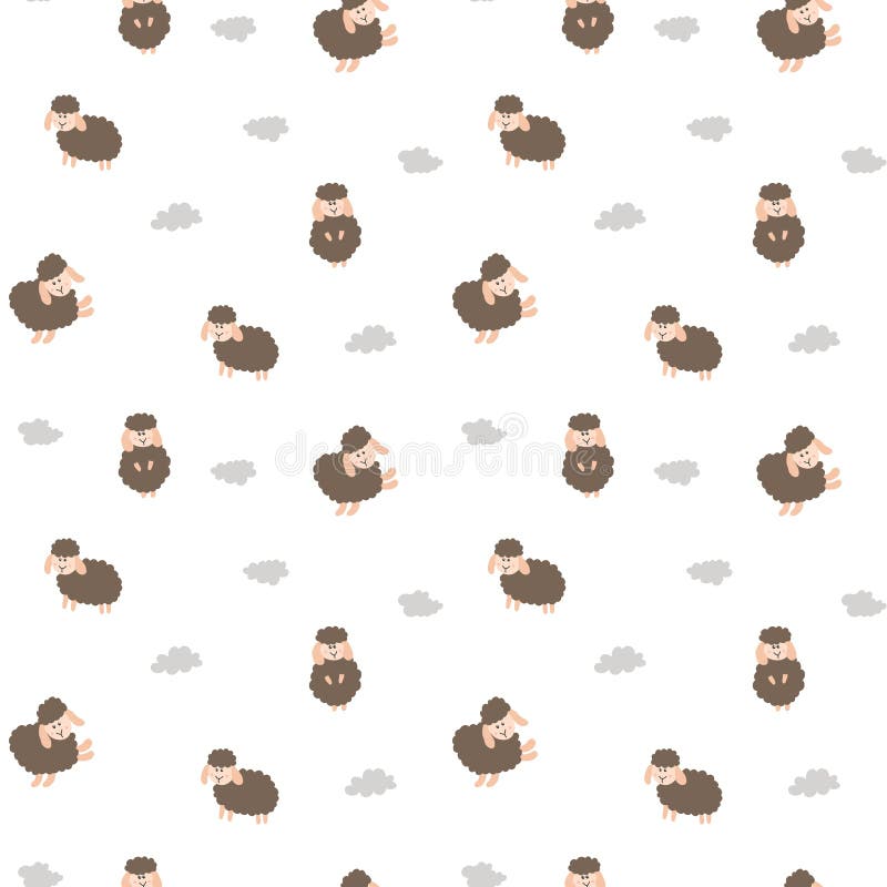 Cute Sheep Seamless Pattern, Cartoon Background Vector Illustration Stock Vector - Illustration ...