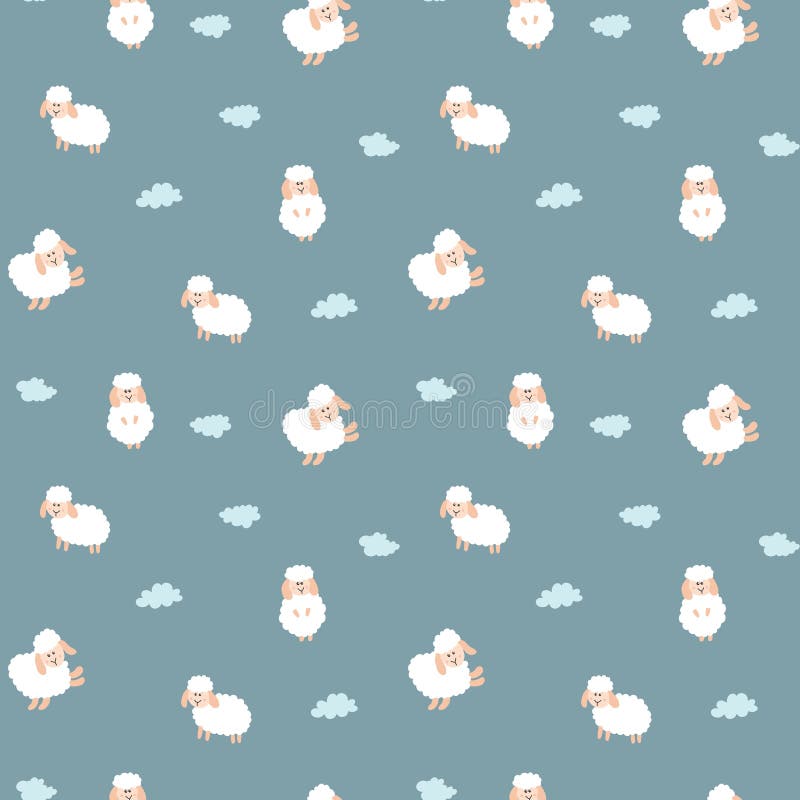 Cute Sheep Seamless Pattern, Cartoon Background Vector Illustration ...