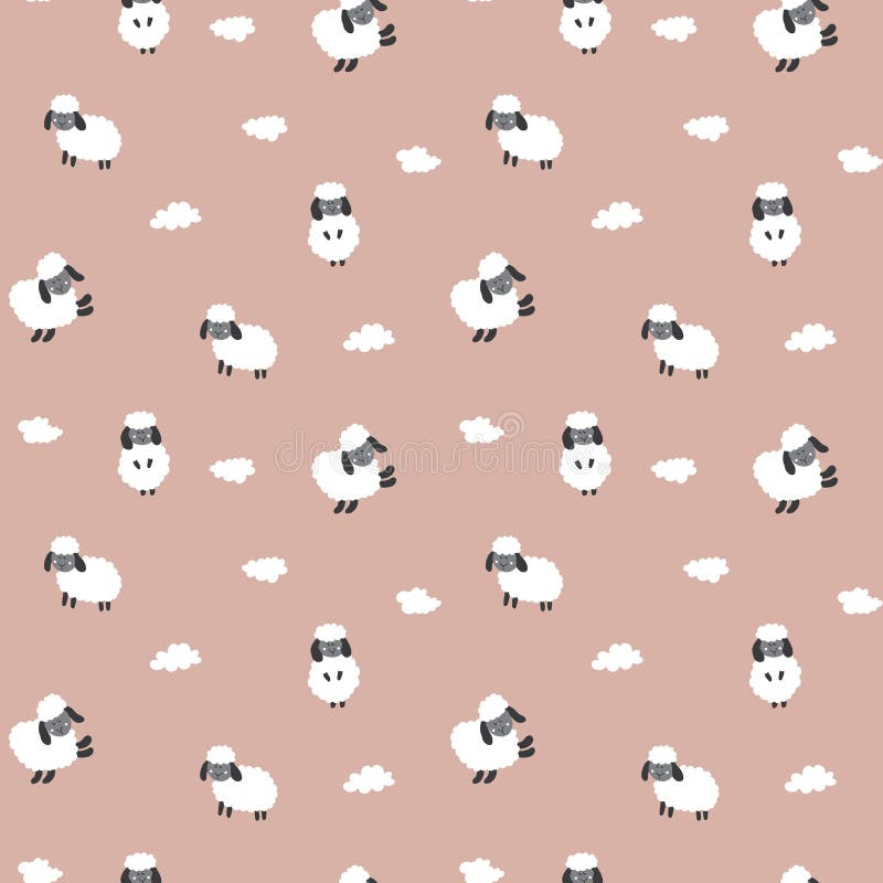 Cute Sheep Seamless Pattern, Cartoon Background Vector Illustration ...