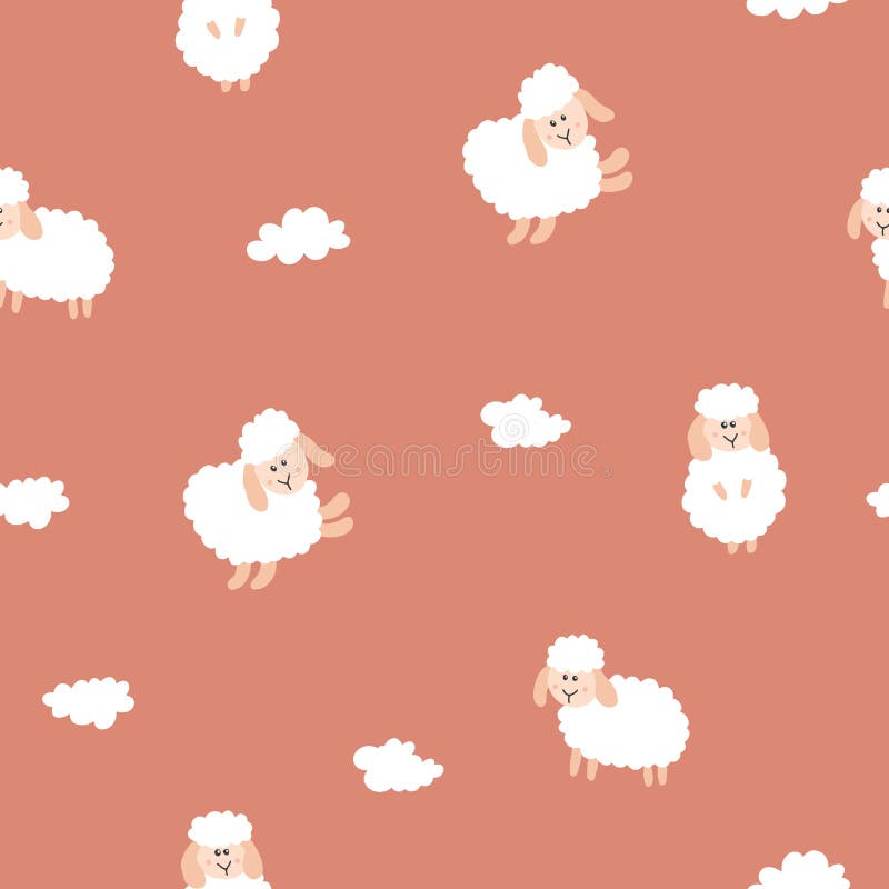 Cute Sheep Seamless Pattern, Cartoon Background Vector Illustration ...