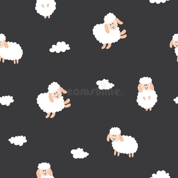 Cute Sheep Seamless Pattern, Cartoon Background Vector Illustration Stock Vector - Illustration ...