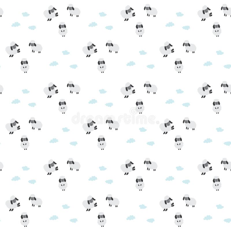 Cute Sheep Seamless Pattern, Cartoon Background Vector Illustration ...