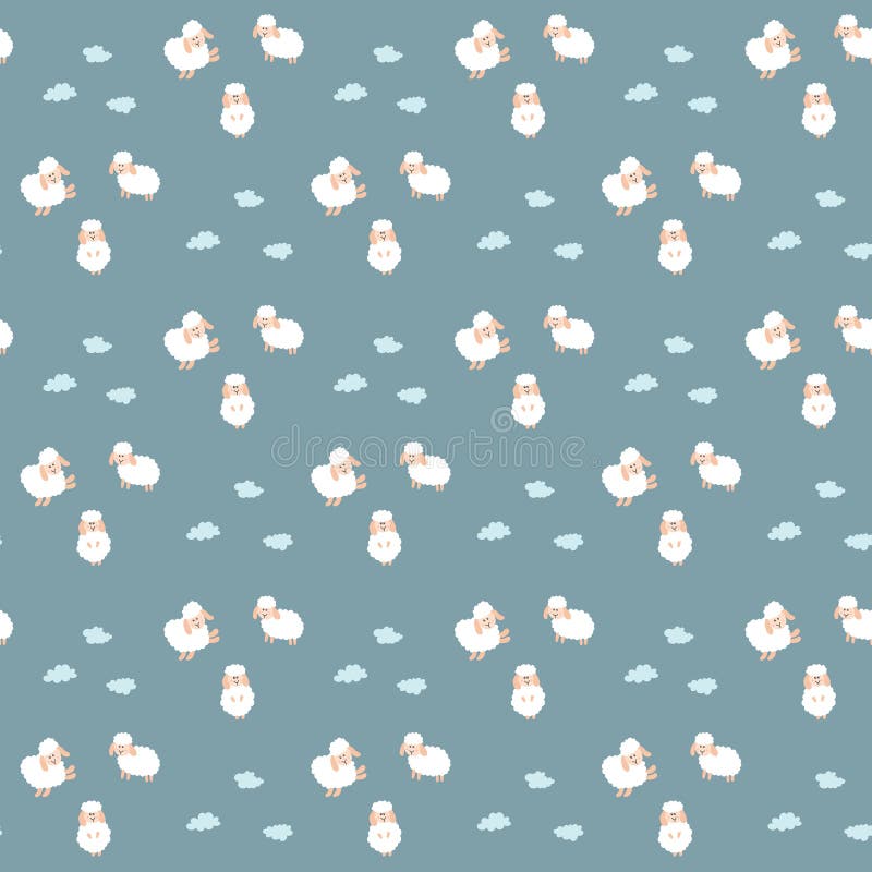 Cute Sheep Seamless Pattern, Cartoon Background Vector Illustration Stock Vector - Illustration ...