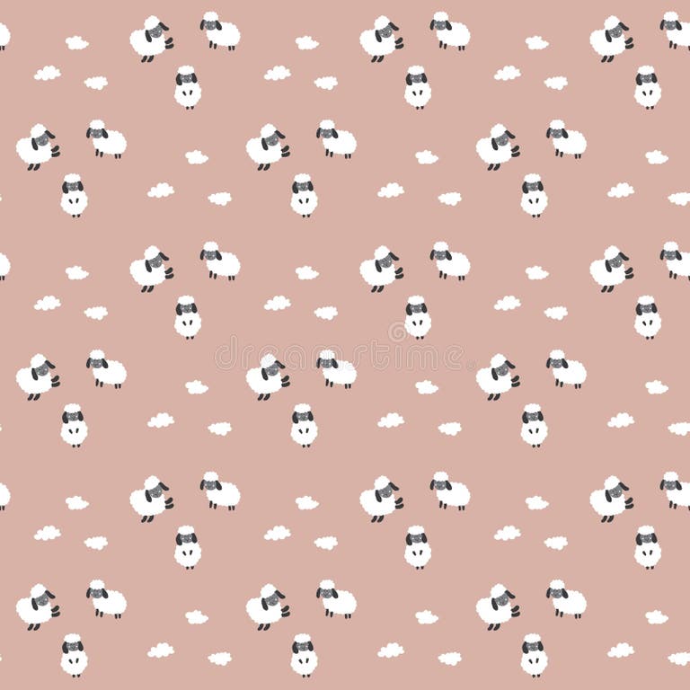 Cute Sheep Seamless Pattern, Cartoon Background Vector Illustration Stock Vector - Illustration ...