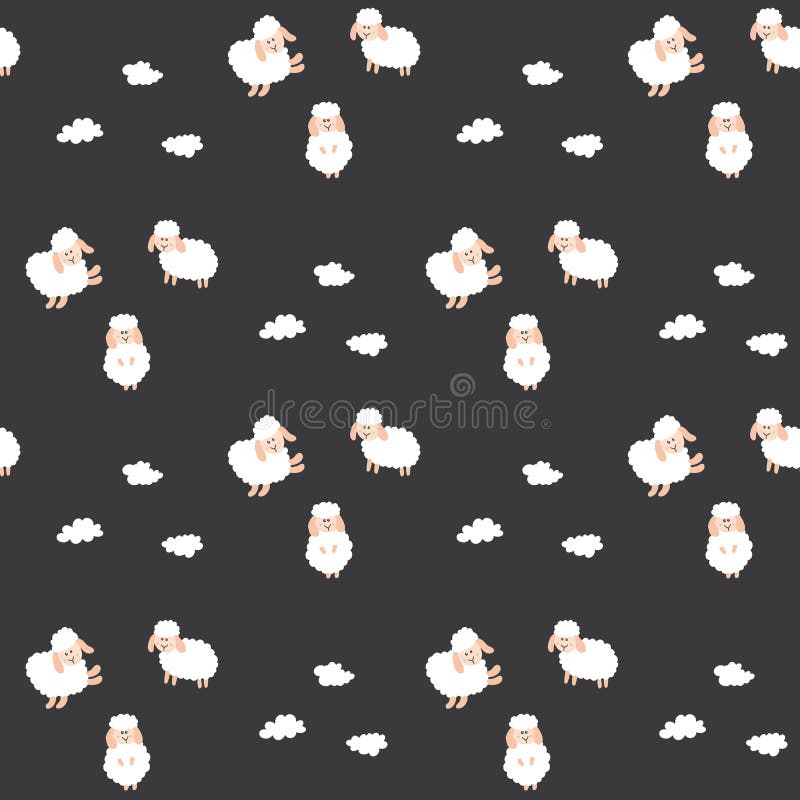 Cute Sheep Seamless Pattern, Cartoon Background Vector Illustration ...