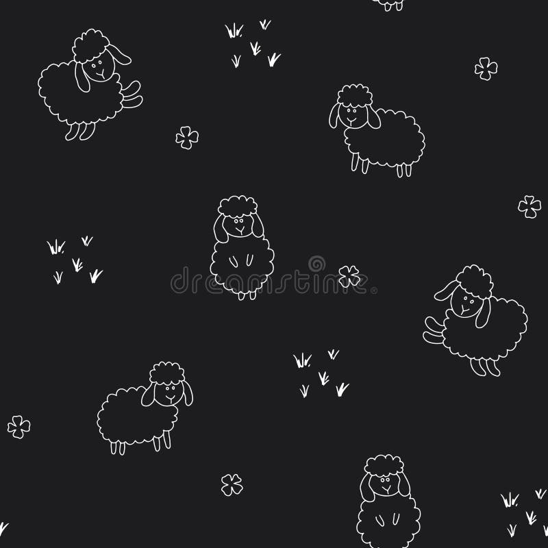 Cute Sheep Seamless Pattern, Cartoon Background Vector Illustration Stock Vector - Illustration ...