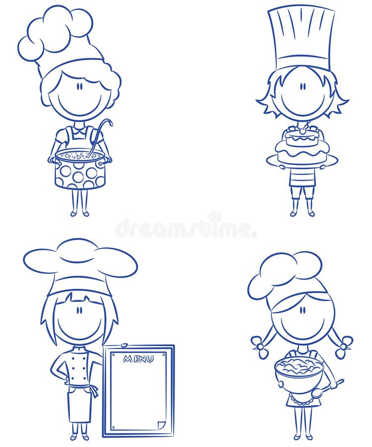 Cute shef girls stock vector. Illustration of cheerful - 20829284