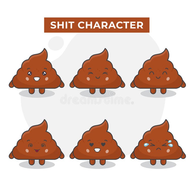 Cute Shit Characters with Various Expression Stock Vector ...