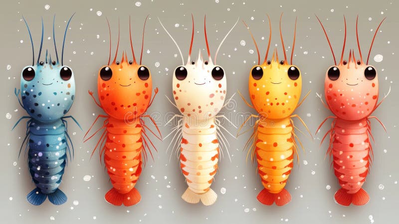 Cute Shrimp Cartoon Character Stock Illustration - Illustration of ...