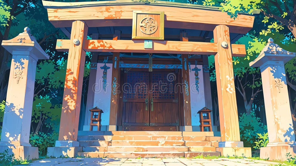 Cute Shrine Perspective Anime Style with Pas Ai Generated Stock ...