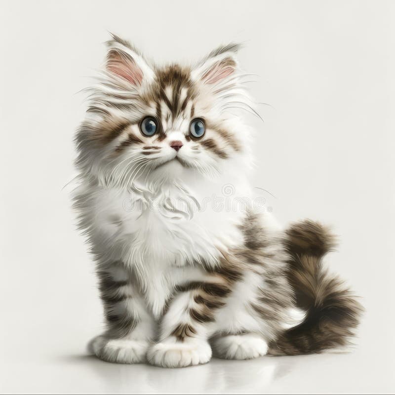 Cute siberian kitten stock illustration. Illustration of drawing ...