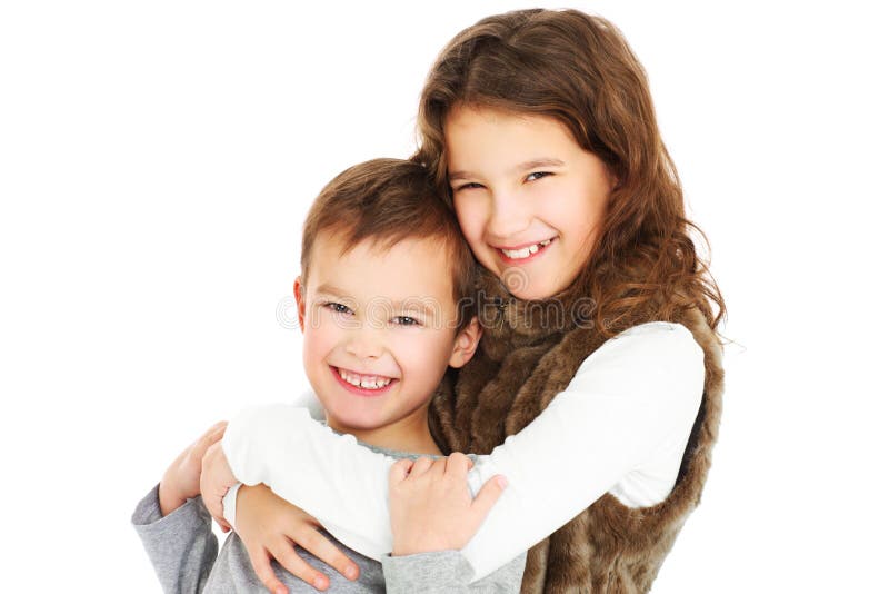 Cute siblings stock image. Image of young, hands, hugging - 36694437