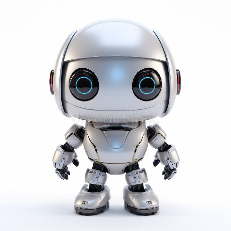 Cute Silver Robot with Blue Eyes - Dreamy Technological Marvel Stock ...