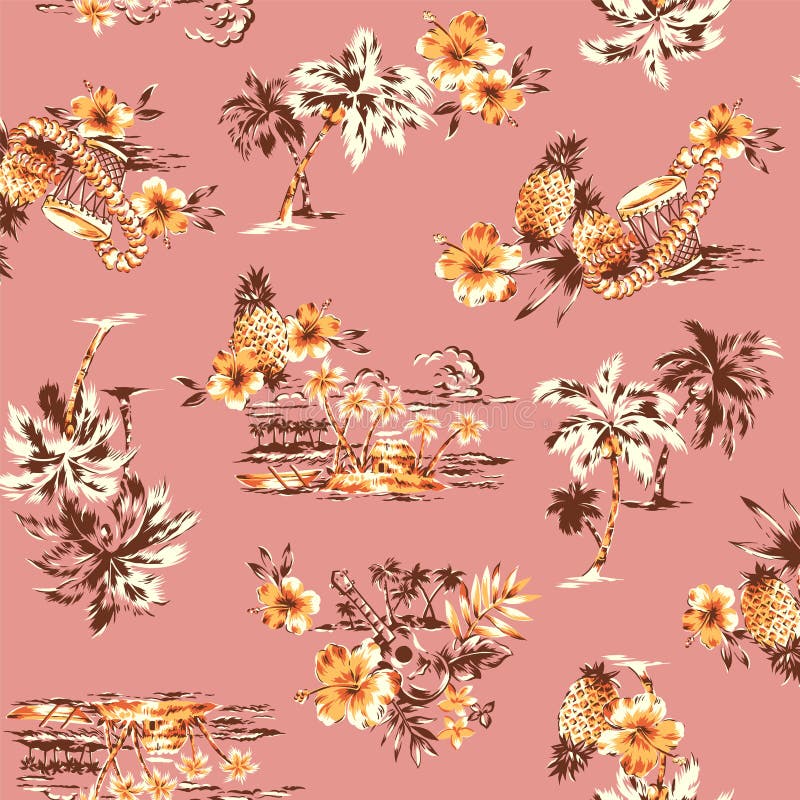 Cute and Simple Aloha Shirt Seamless Pattern, Stock Vector ...