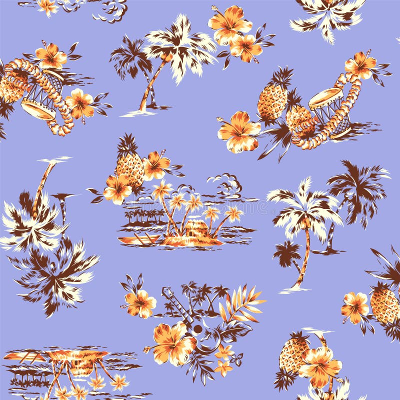 Cute and Simple Aloha Shirt Seamless Pattern, Stock Vector ...