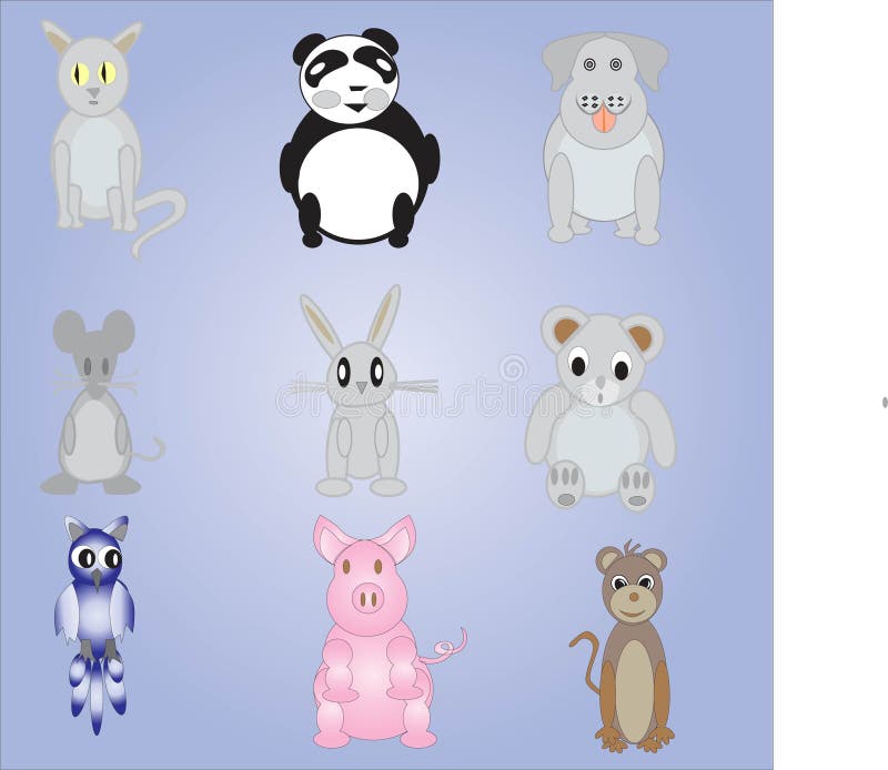 Cute and Simple Animal Set stock vector. Illustration of animals ...