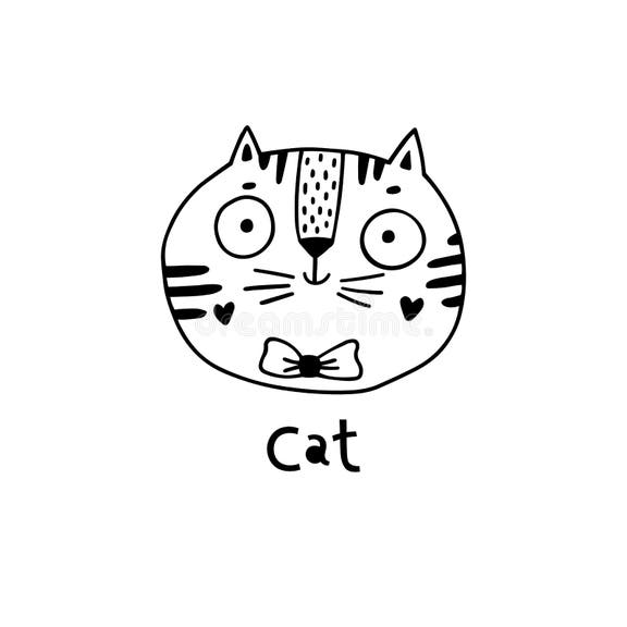 Cute, Simple Cat Face Cartoon Style. Vector Illustration Stock Vector ...