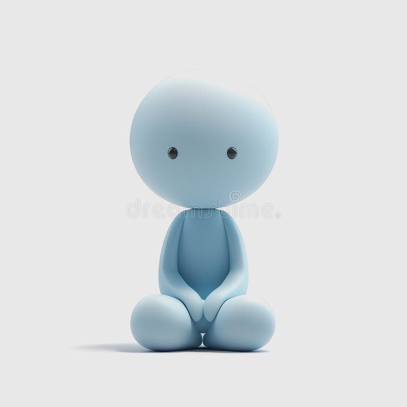 Cute and Simple Character Design, Featuring a Light Blue Figure with ...