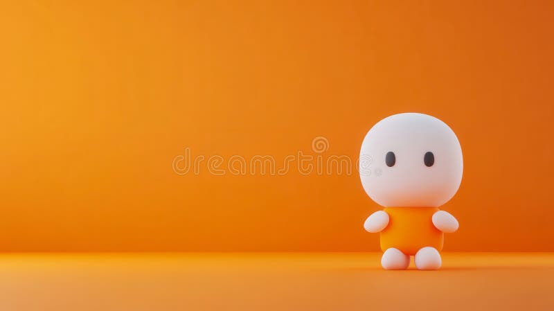 Cute and Simple Character Figure on Bright Orange Background, Perfect ...