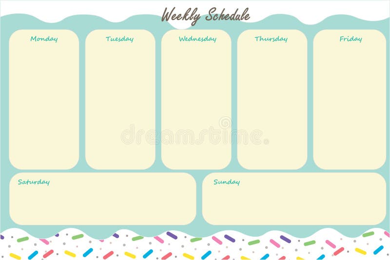 A Cute and Simple Design of Weekly Schedule Stock Vector - Illustration ...