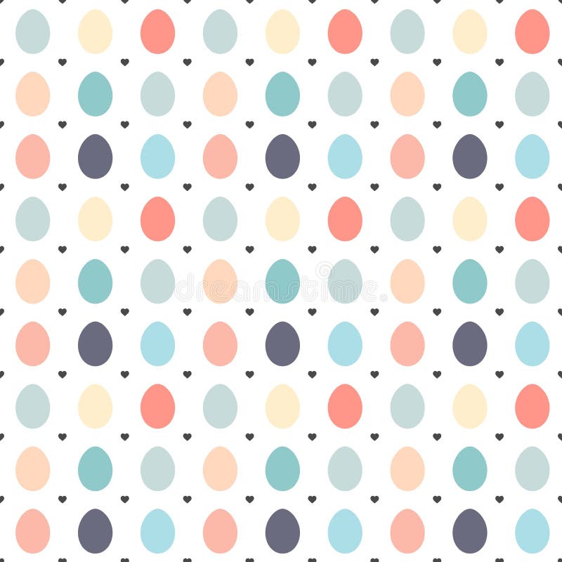 Cute Simple Easter Seamless Pattern. Easter Eggs and Hearts in Pastel ...