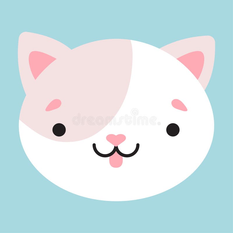 Cute Simple Flat Illustration of a Cat Head. Vector Illustration Stock ...