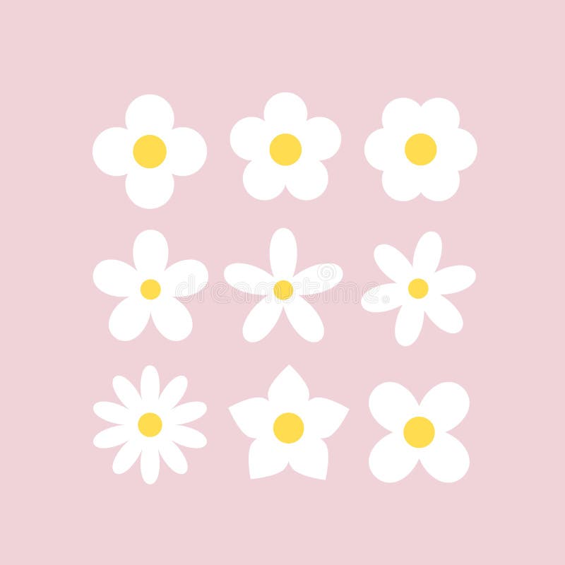 Cute Simple Flowers, Daisies, Basic Floral Shapes Silhouettes for ...