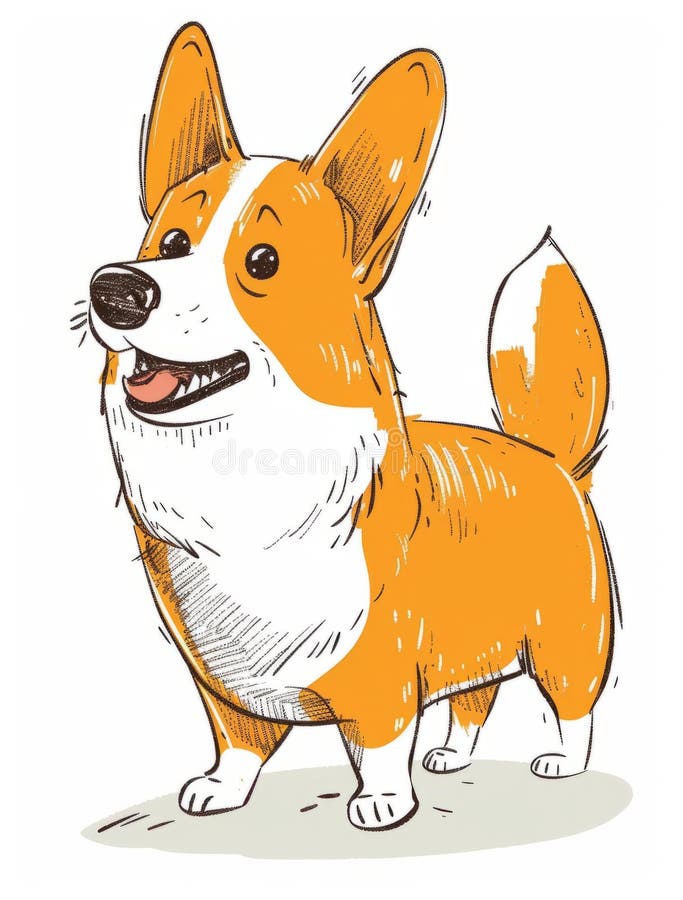 Cute Simple Illustration of an Orange and White Corgi Dog Stock Image - Image of smile, orange ...