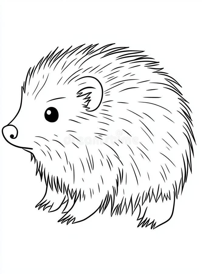 A Cute and Simple Line Drawing of a Hedgehog with Big Eyes and Small ...